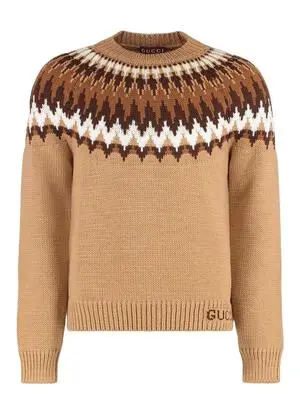 Gucci Sweater With Round Neck In Wool - Beige