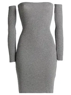 HAVEONE Ribbed-knit Mini Dress With Detachable Sleeves - Grey