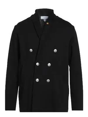 LARDINI Double-breasted Knitted Wool Blazer - Black