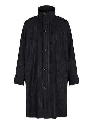 Giorgio Armani Pinstriped Cashmere And Wool-blend Coat - Grey