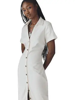 PILCRO The Greer Denim Midi Shirt Dress - Natural