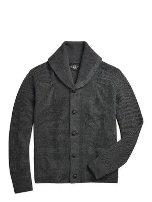 Ralph Lauren Waffle-knit Cashmere Shawl Cardigan - Dark Grey Heather