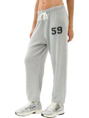 Splits59 Andie Oversized Fleece Varsity Sweatpants - Heather Grey/59