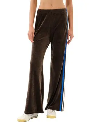 Splits59 Heritage Velour Wide Leg Pant Dark Chocolate/classic Blue