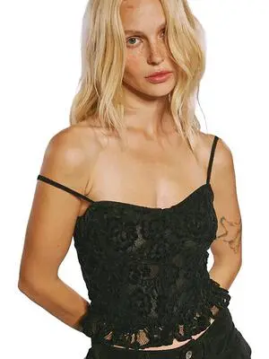 Free People Brightest Belle Corset Cami - Black