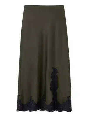 ME+EM Satin Lace Maxi Skirt - Intense Olive
