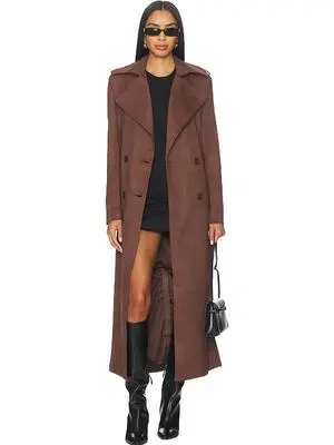 Bardot Kira Faux Suede Trench Coat - Chocolate