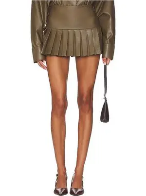 Norma Kamali Pleated Pickleball Mini Skirt - Bark