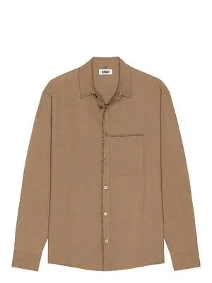 KROST Blanket Stitch Shirt In Brown - Demitasse