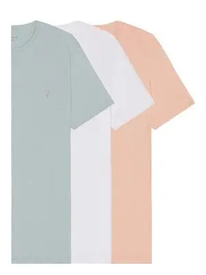 ALLSAINTS Tonic Crew 3 Pack Tee In Blue,white - White  Mauve  & Blue