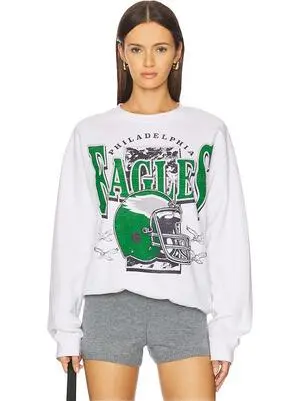 Junk Food Eagles Conversion Crew Fleece Sweatshirt - White