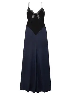 Victoria Beckham Lace-trimmed Crepe And Satin-crepe Gown - Blue