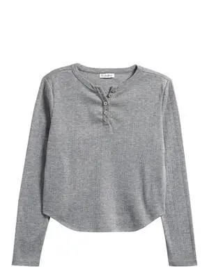 LOVE, FIRE Pointelle Henley - Heather Grey