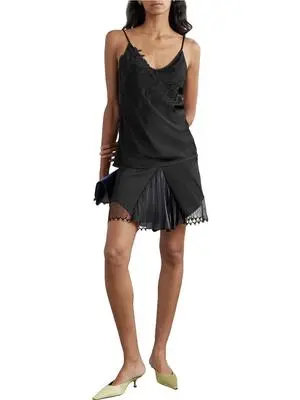 Victoria Beckham Lace-trimmed Satin-crepe Camisole - Black
