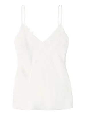 Victoria Beckham Lace-trimmed Satin-crepe Camisole - Neutrals