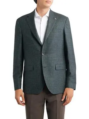 JACK VICTOR Midland Contemporary Fit Houndstooth Sport Coat Dark Olive