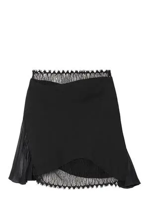 Victoria Beckham Pleated Lace And Chiffon-trimmed Satin-crepe Mini Skirt - Black