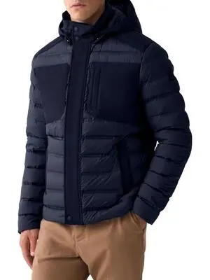 COLMAR Seamless Water Repellent Hooded Down Jacket - Navy Blue