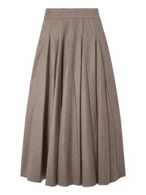 Max Mara Pleated Stretch-wool Felt Maxi Skirt - Brown