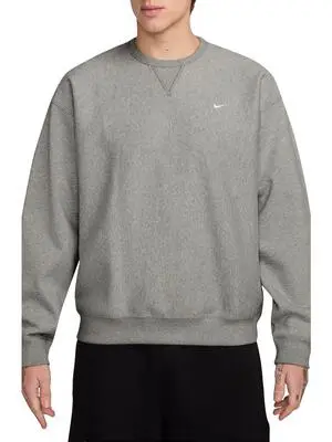 Nike Fleece Crewneck Sweatshirt - 063 Dk Grey Heather/white