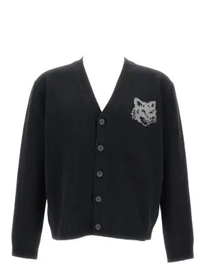 Maison Kitsuné Cardigan With Fox Head Pattern Black