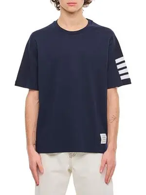 THOM BROWNE Cotton T-shirt With 4 Stripes