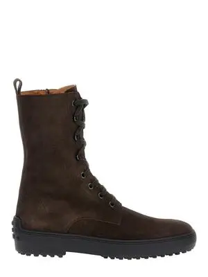 TOD'S High Suede Ankle Boots - Brown