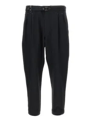 AND WANDER Wide Melange Twill Trousers - Black