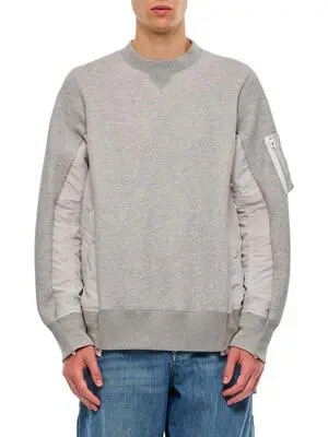Sacai Cotton And Nylon Sweatshirt - Grey