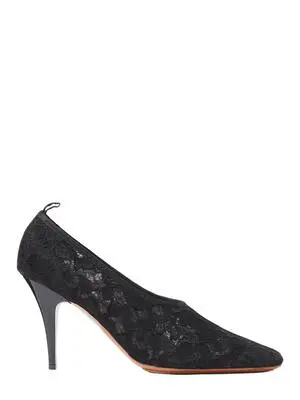 Stella McCartney Stiletto Heel Décolleté With Floral Lace - Black