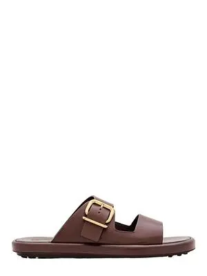 TOD'S Double Strap Flat Sandals - Brown
