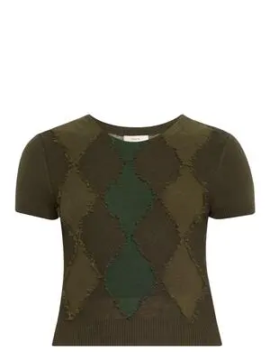 Vince Argyle Wool And Cashmere Sweater - Herba/fore