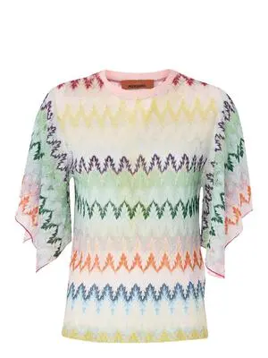 Missoni Zig Zag Wide-Sleeve Raschel Top Multi