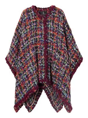 Etro Tweed Wool-blend Poncho - Brown