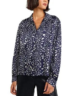 Bella Dahl Smocked Shoulder Textured Blouse - Arctic Animal