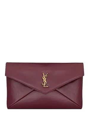 Saint Laurent Cassandre Large Envelope Pouch - Dark Ruby