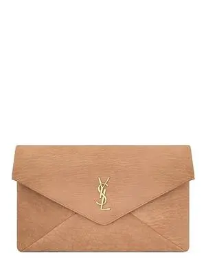 Saint Laurent Cassandre Large Envelope Pouch Honey Caramel