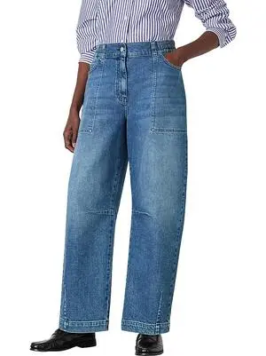 Whistles Elasticated Waist Barrel Jeans - Denim