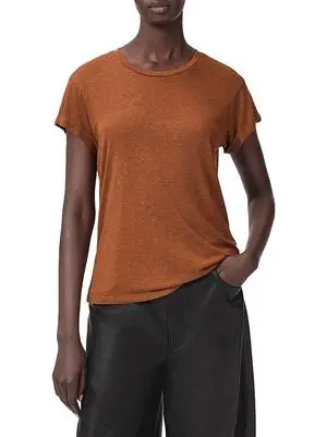 ALLSAINTS Anna Shimmer Tee Rust Brown