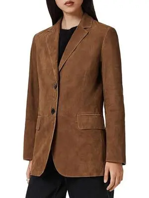 ALLSAINTS Arna Suede Blazer - Sugar Brown