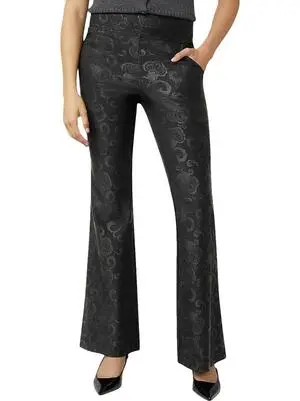 Hue Etched Floral High Rise Baby Bootcut Jeans - Black