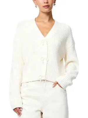 French Connection Embellished Knit Cardigan Sweater - Porcelain Cream