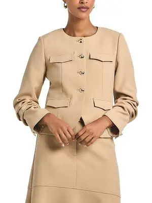 Derek Lam 10 Crosby Novessa Ruched Sleeve Jacket - Camel
