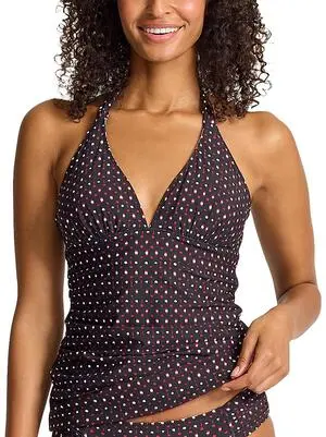 Tommy Bahama Sunset Blooms Reversible Halter Tankini Top - Black Rev