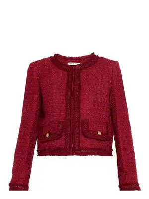 Alice + Olivia Landon Cropped Tweed Jacket - Oxblood