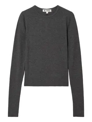 Eterne Ribbed Jersey Top - Gray