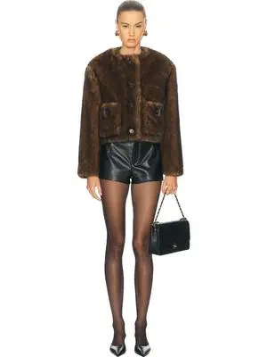 Marc Jacobs Teddy Cropped Jacket - Ebony