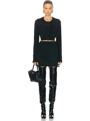 Helmut Lang Cropped Eyelash Cardigan - Black