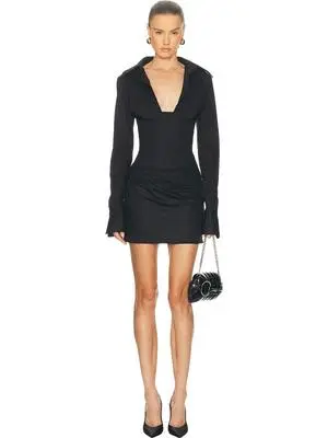 LAQUAN SMITH Long Sleeve Corset Mini Dress - Black