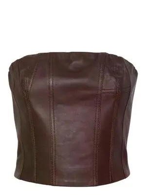 Amiri Bustier-style Leather Top - Brown
